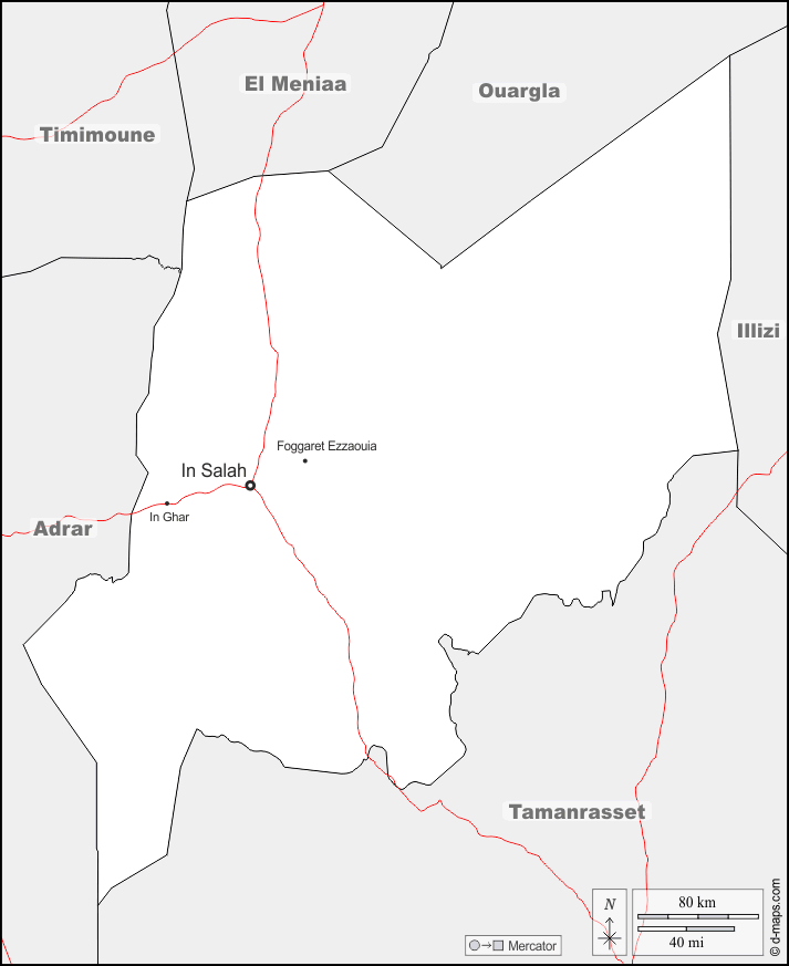 In Salah, d-maps.com: Kostenlose Karten, kostenlose stumme Karte ...