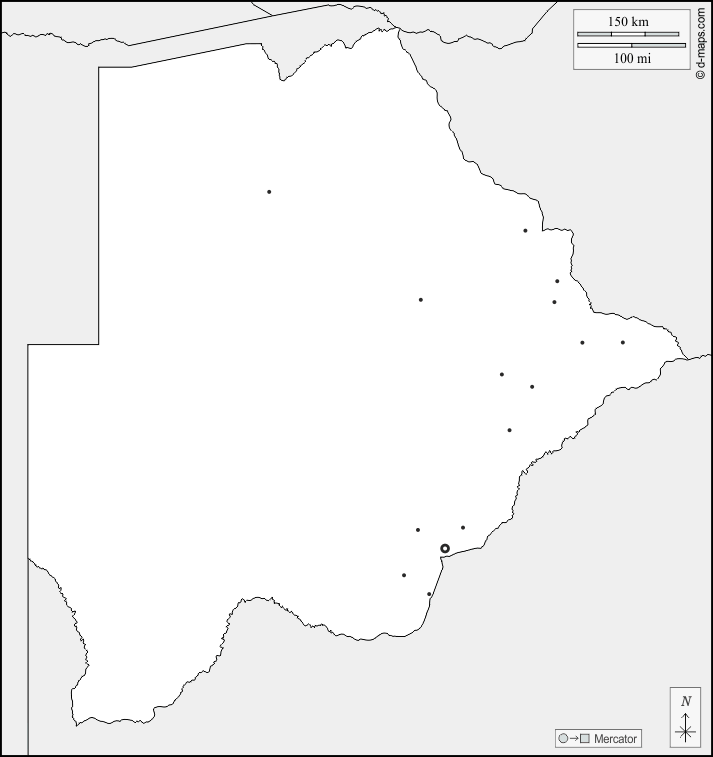 Botswana free map, free blank map, free outline map, free base map ...