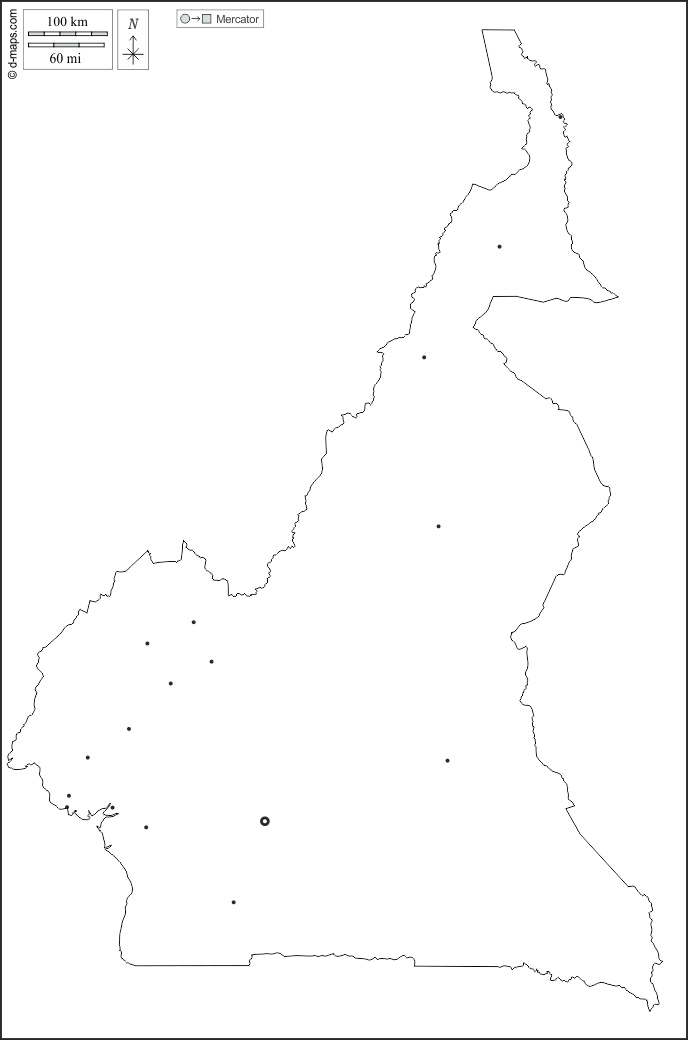 Cameroon, d-maps.com: free map, free blank map, free outline map, free ...
