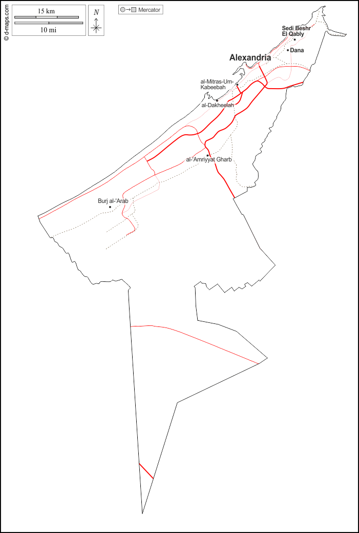 Alexandria, d-maps.com: free map, free blank map, free outline map ...