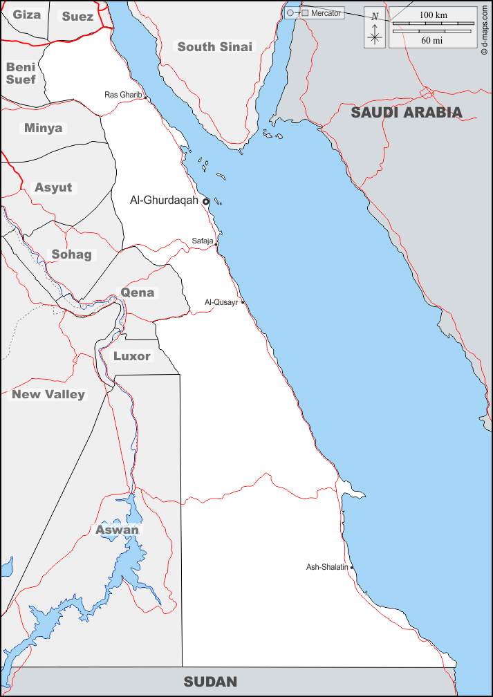 Mar Vermelho mapa livre, mapa em branco livre, mapa livre do esboço ...