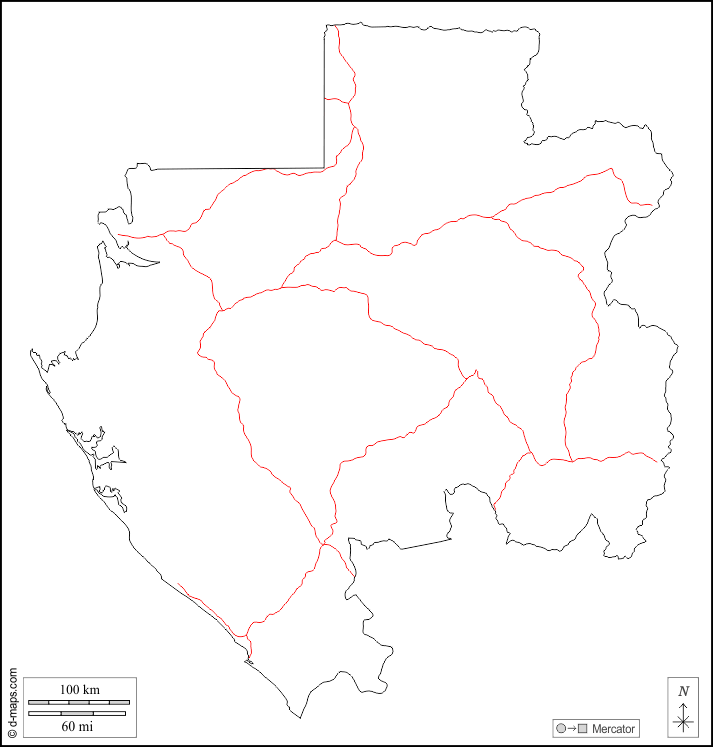 Gabon, d-maps.com: carte géographique gratuite, carte géographique ...