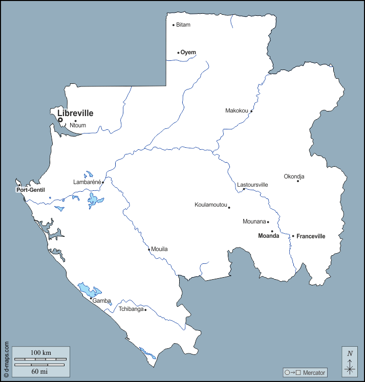 Gabon, d-maps.com: carte géographique gratuite, carte géographique ...