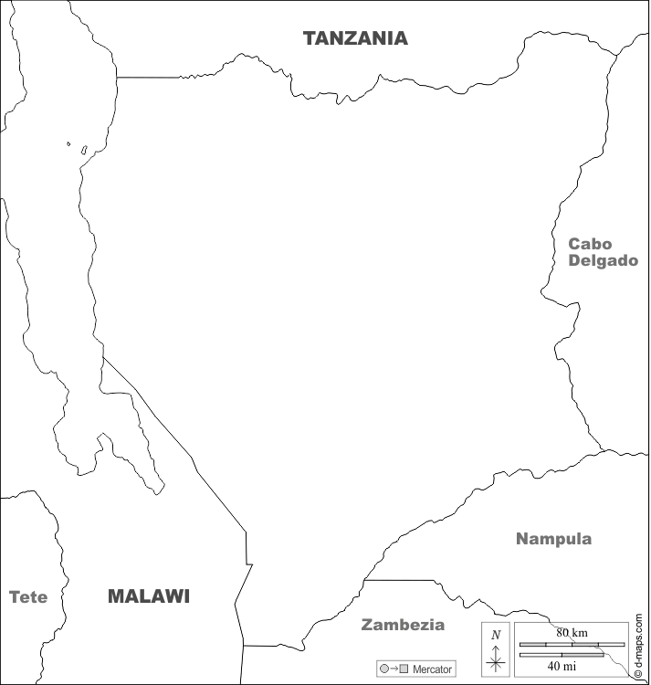Niassa Mapa gratuito, mapa mudo gratuito, mapa en blanco gratuito ...