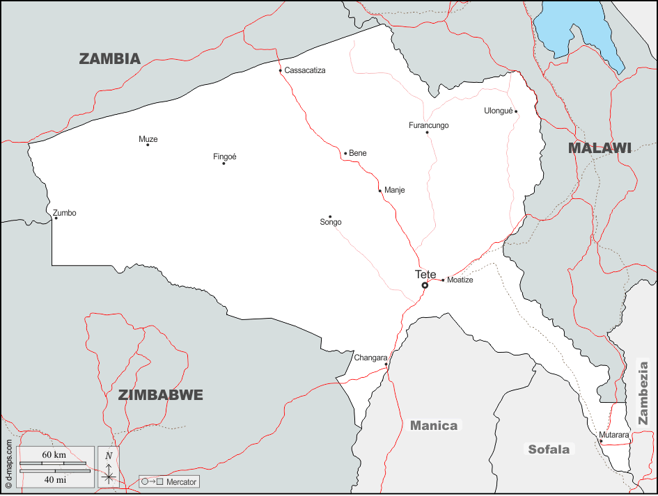 Tete Mapa gratuito, mapa mudo gratuito, mapa en blanco gratuito ...