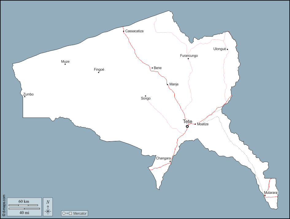 Tete Mapa gratuito, mapa mudo gratuito, mapa en blanco gratuito ...