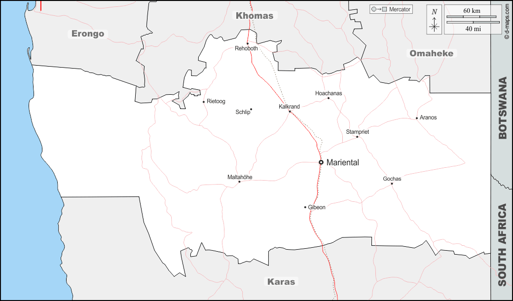Hardap Mapa gratuito, mapa mudo gratuito, mapa en blanco gratuito ...