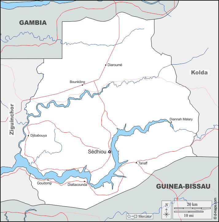 Sédhiou free map, free blank map, free outline map, free base map ...