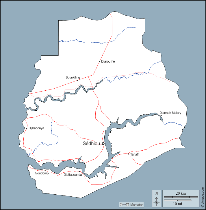 Sédhiou, d-maps.com: mapa gratuito, mapa mudo gratuito, mapa en blanco ...