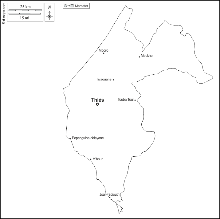 Thiès, d-maps.com: free map, free blank map, free outline map, free ...