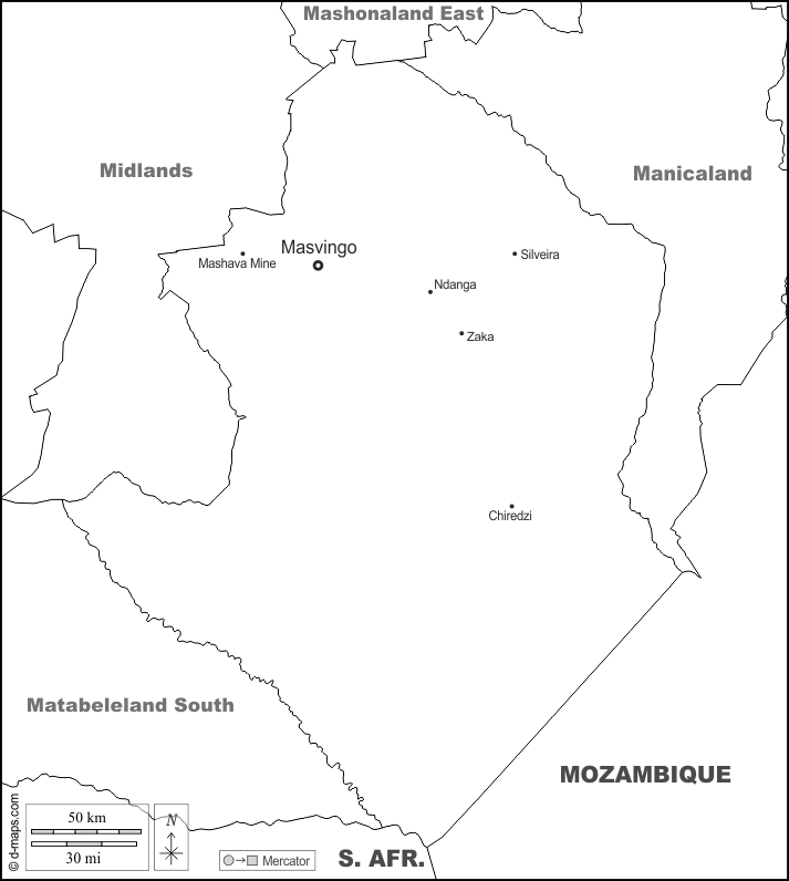 Masvingo, d-maps.com: mapa livre, mapa em branco livre, mapa livre do ...