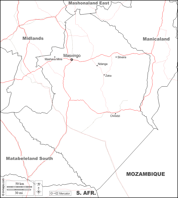 Masvingo, d-maps.com: mapa gratuito, mapa mudo gratuito, mapa en blanco ...