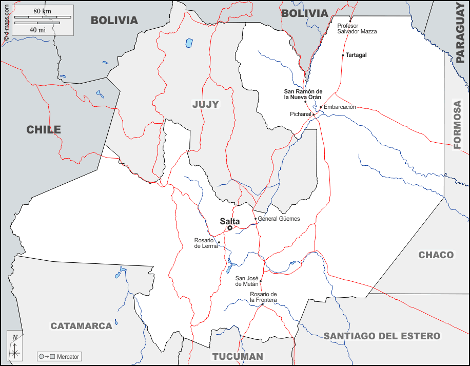 Salta, d-maps.com: mapa gratuito, mapa mudo gratuito, mapa en blanco ...
