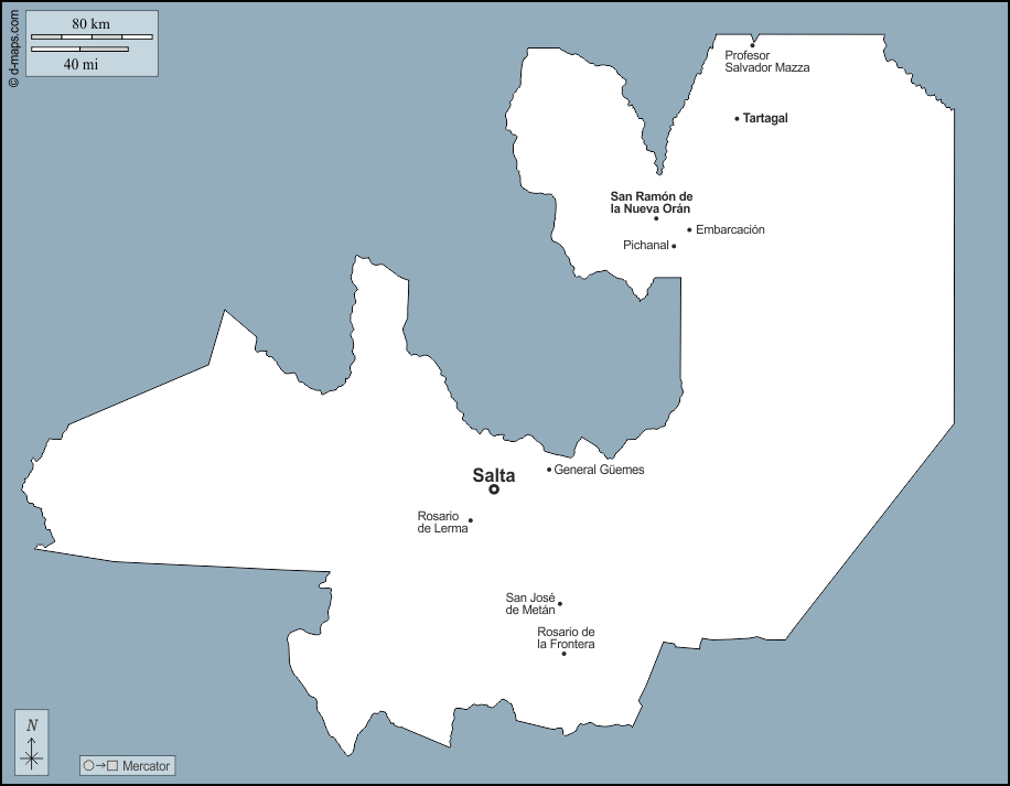 Provincia de Salta, d-maps.com: mapa gratuito, mapa mudo gratuito, mapa ...