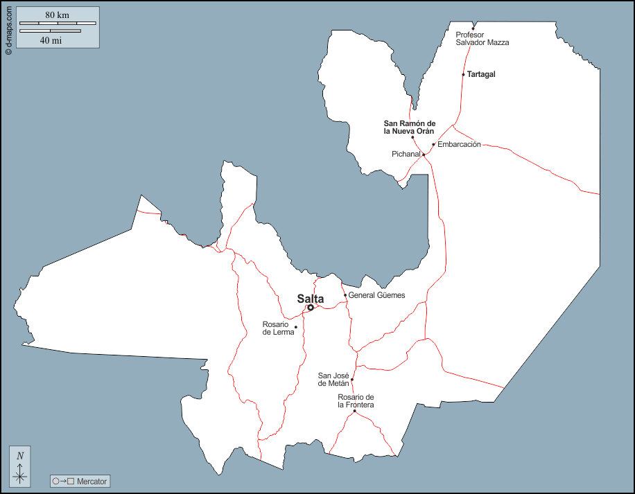 Provincia de Salta, d-maps.com: mapa gratuito, mapa mudo gratuito, mapa ...