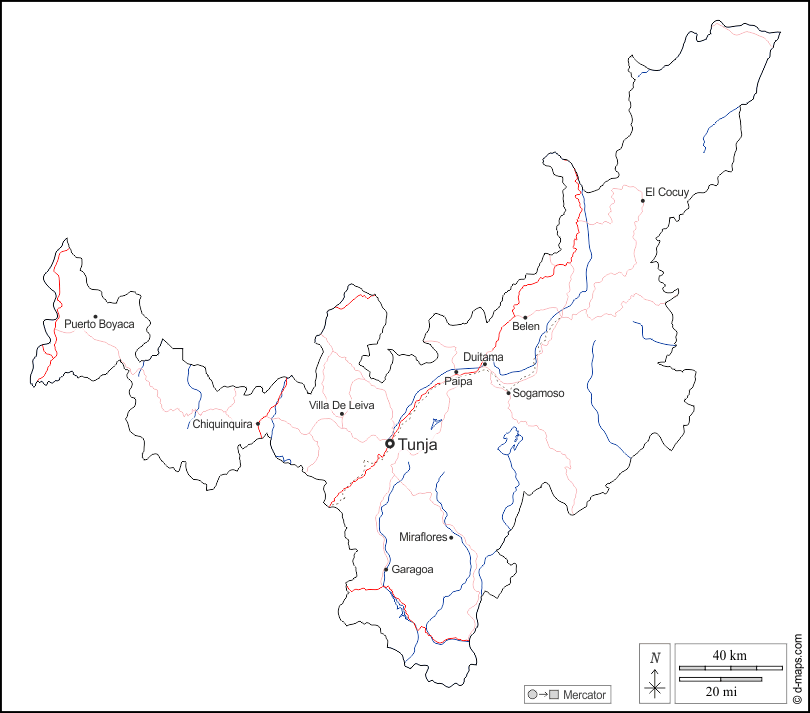 Departamento de Boyacá, d-maps.com: mapa gratuito, mapa mudo gratuito ...