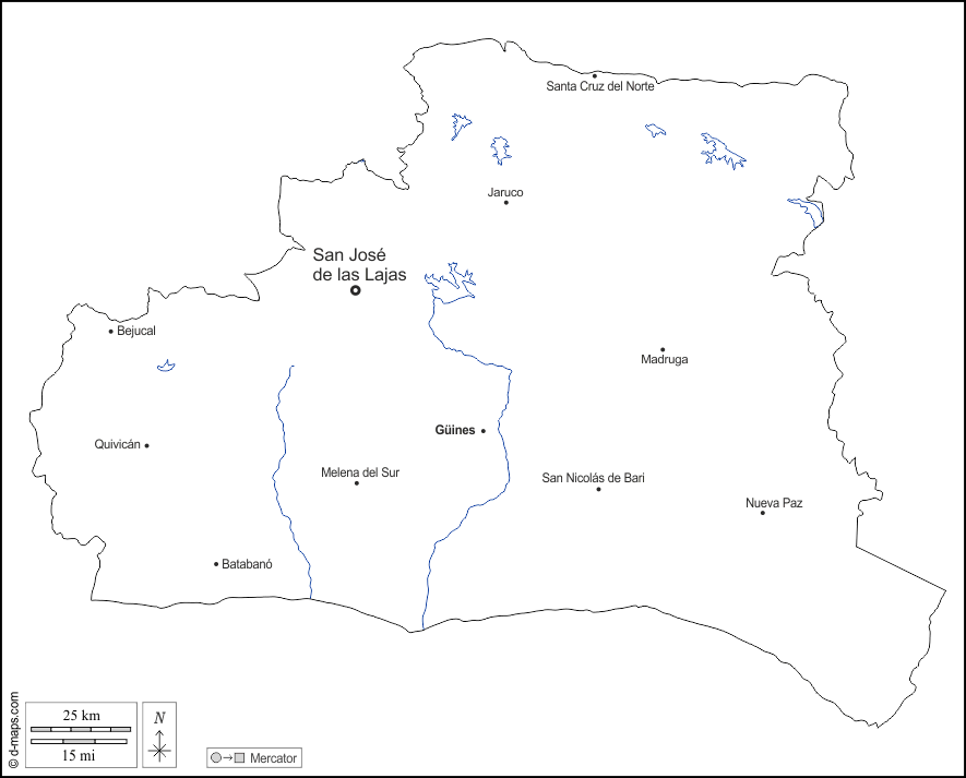 Mayabeque carte géographique gratuite, carte géographique muette ...