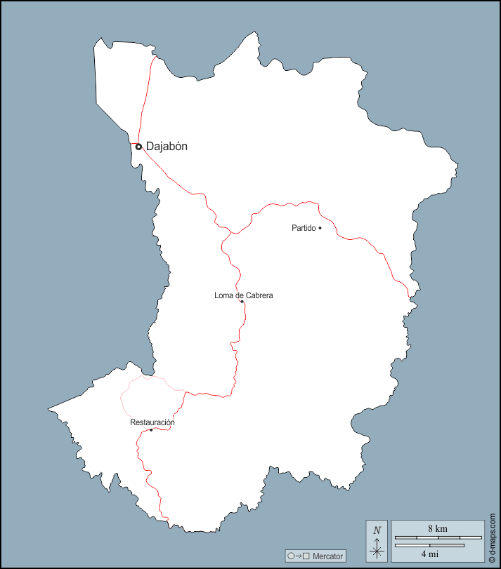 Dajabón, d-maps.com: mapa livre, mapa em branco livre, mapa livre do ...