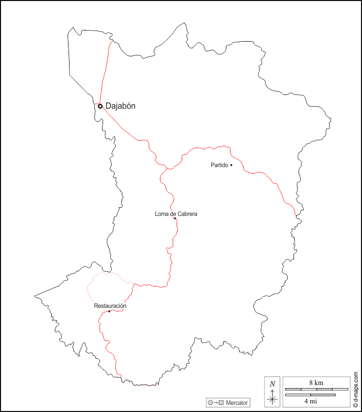 Dajabón mapa livre, mapa em branco livre, mapa livre do esboço, mapa ...
