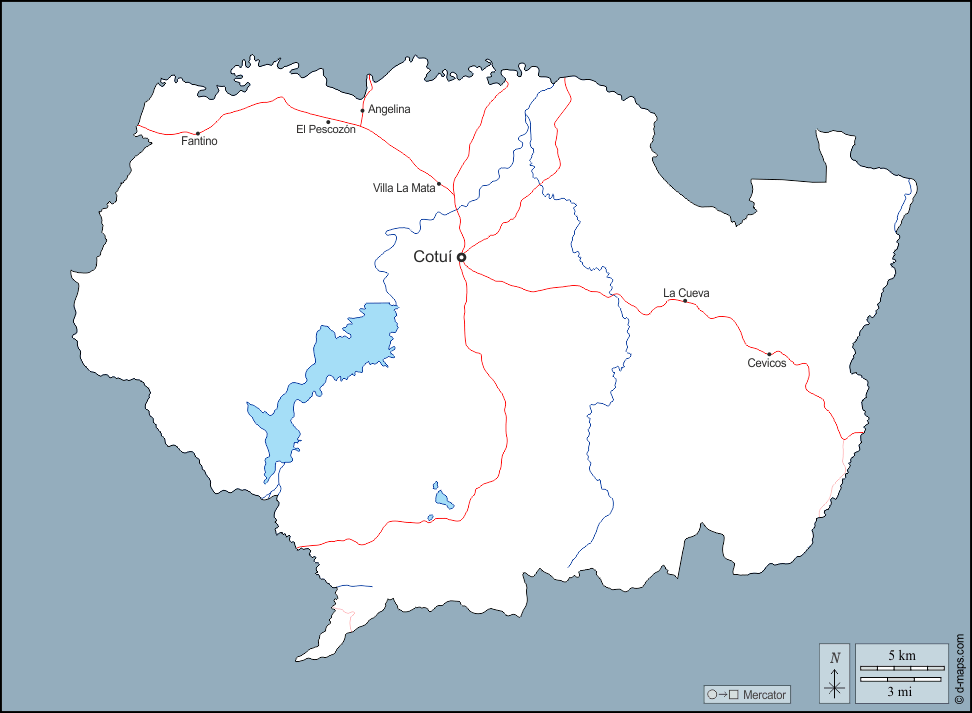 Sánchez Ramírez free map, free blank map, free outline map, free base ...
