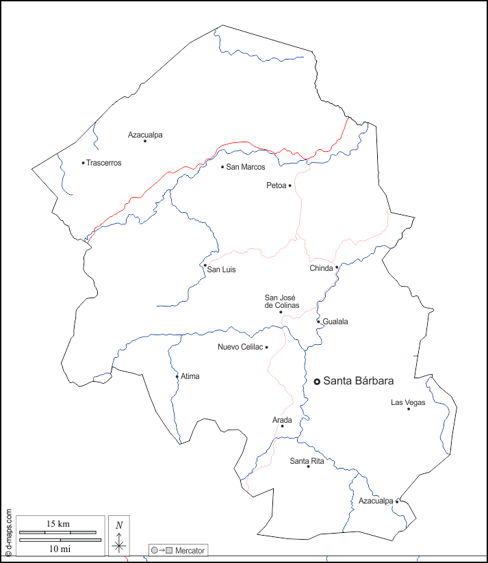 Santa Bárbara, d-maps.com: mapa gratuito, mapa mudo gratuito, mapa en ...
