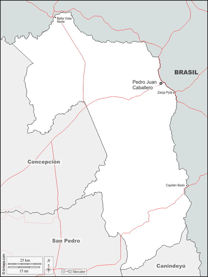 Amambay, d-maps.com: mapa gratuito, mapa mudo gratuito, mapa en blanco ...