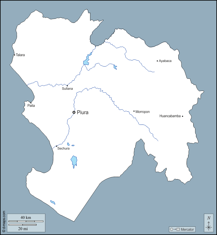 Piura, d-maps.com: mapa gratuito, mapa mudo gratuito, mapa en blanco ...