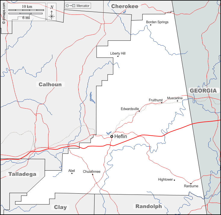 Condado de Cleburne, d-maps.com: mapa gratuito, mapa mudo gratuito ...