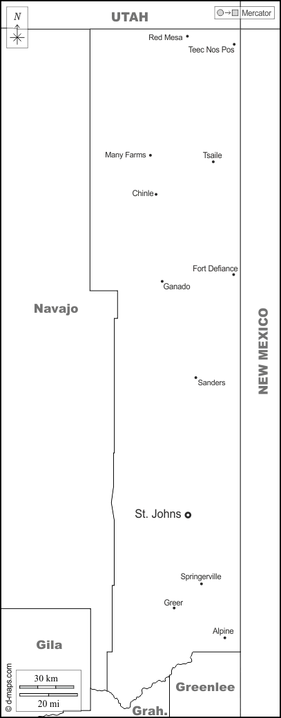 Apache County, d-maps.com: free map, free blank map, free outline map ...