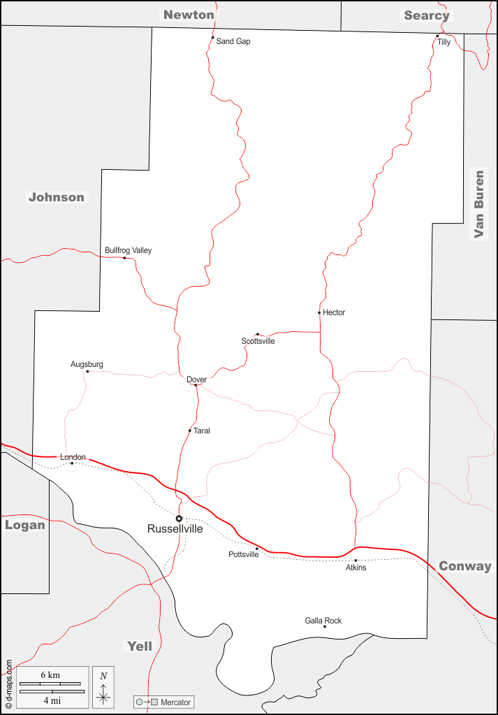 Pope County, d-maps.com: free map, free blank map, free outline map ...