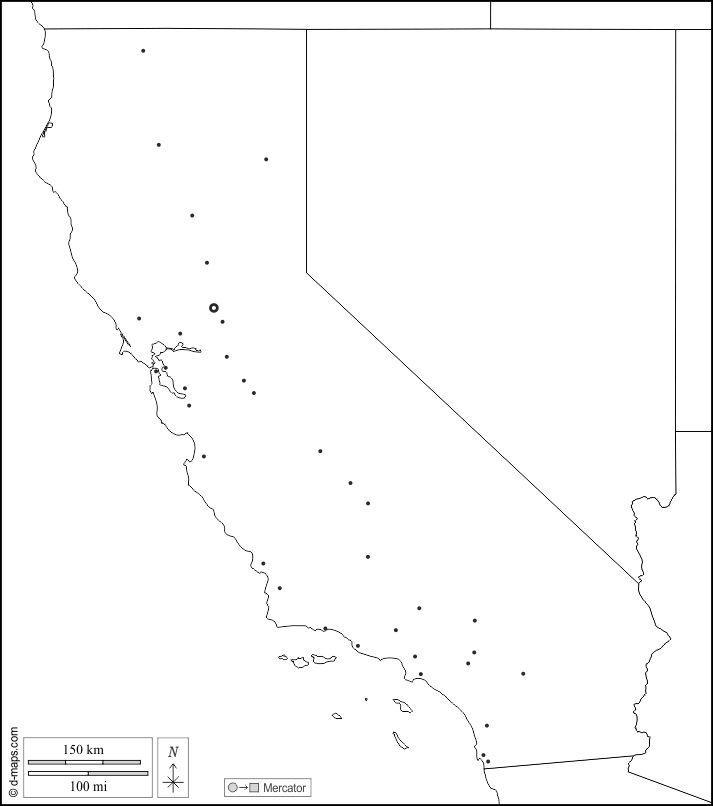 California, d-maps.com: free map, free blank map, free outline map ...