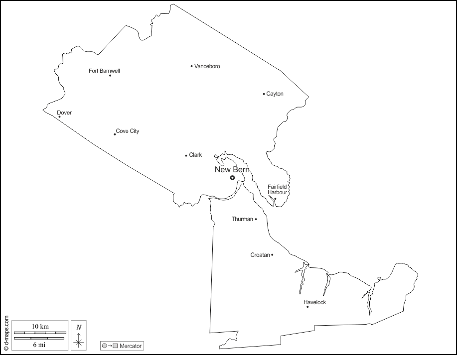 Condado de Craven Mapa gratuito, mapa mudo gratuito, mapa en blanco ...