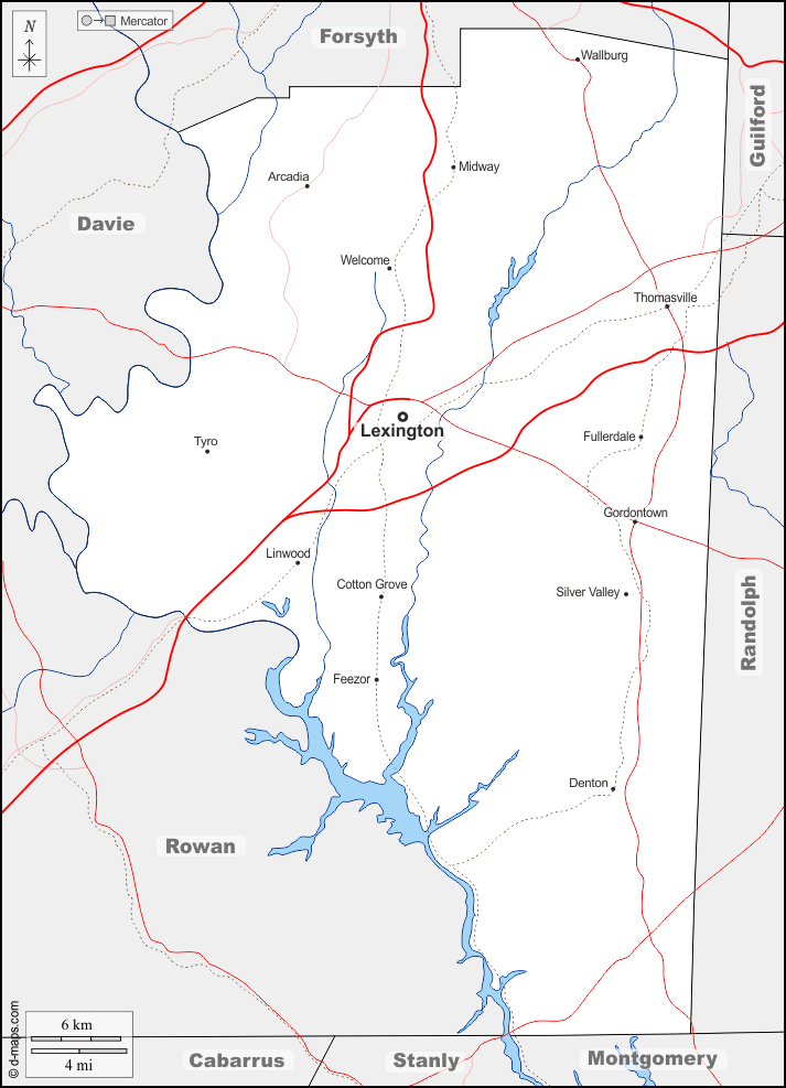 Davidson County, d-maps.com: free map, free blank map, free outline map ...