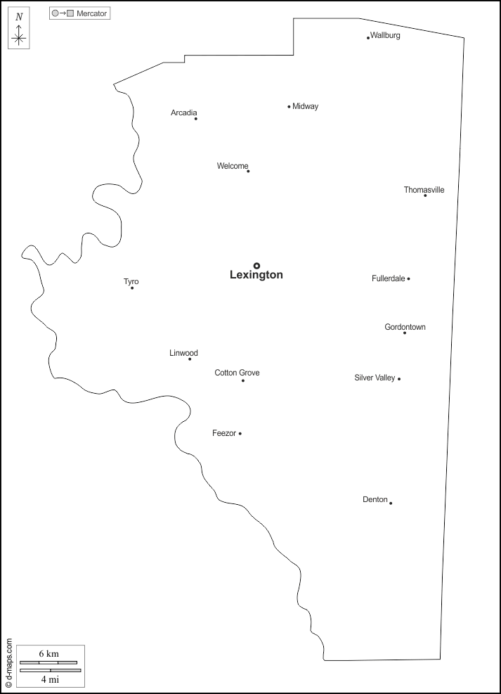 Comté de Davidson, d-maps.com: carte géographique gratuite, carte ...