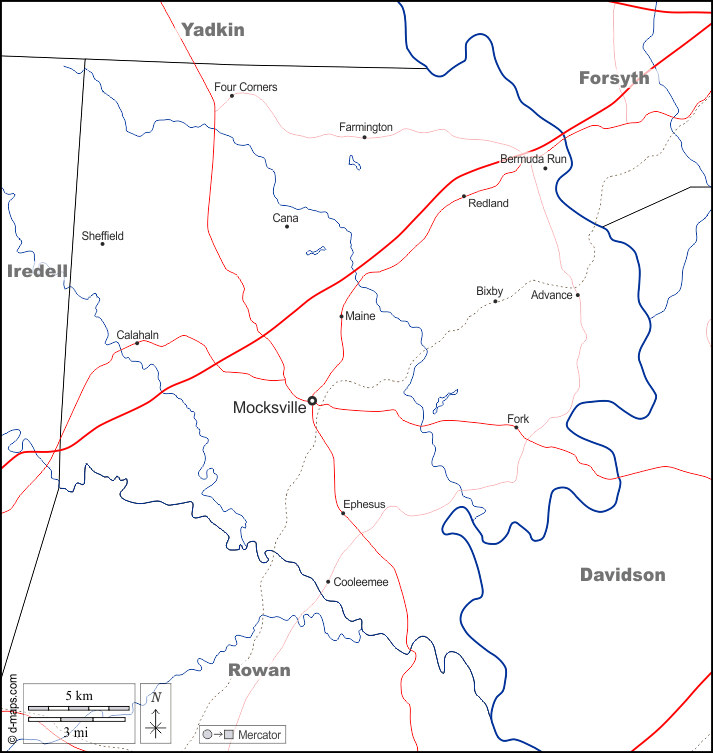Davie County free map, free blank map, free outline map, free base map ...