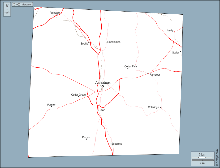 Condado de Randolph, d-maps.com: mapa gratuito, mapa mudo gratuito ...