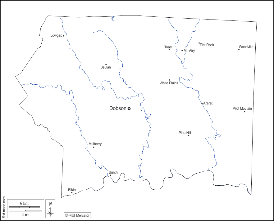 Surry County, d-maps.com: free map, free blank map, free outline map ...