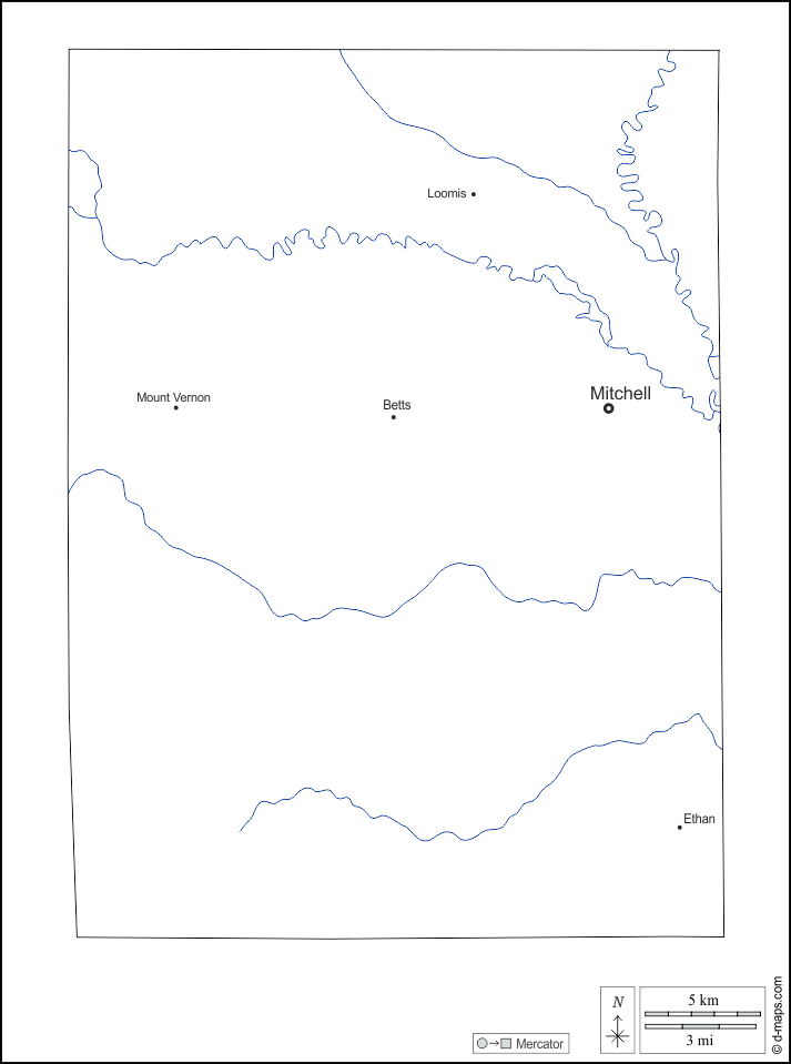 Davison County, d-maps.com: free map, free blank map, free outline map ...