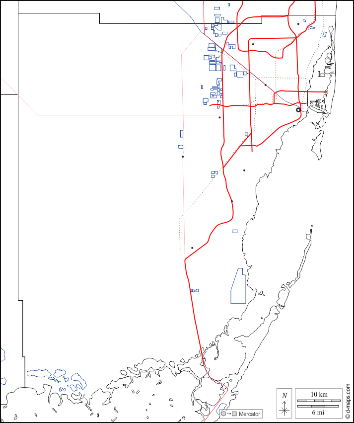 Condado de Miami-Dade, d-maps.com: mapa gratuito, mapa mudo gratuito ...