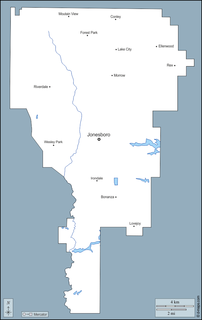 Clayton County, d-maps.com: free map, free blank map, free outline map ...