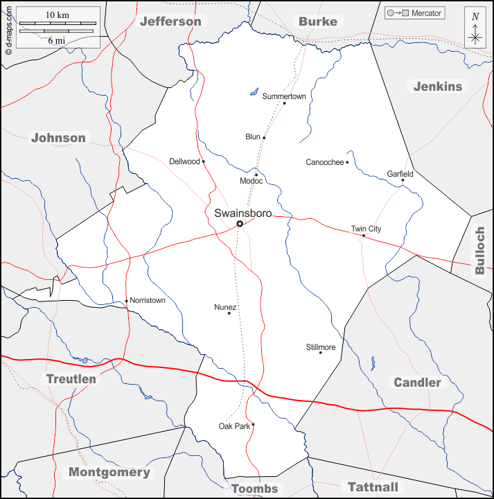 Emanuel County free map, free blank map, free outline map, free base ...