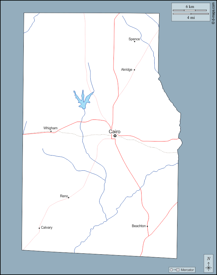 Grady County, d-maps.com: free map, free blank map, free outline map ...