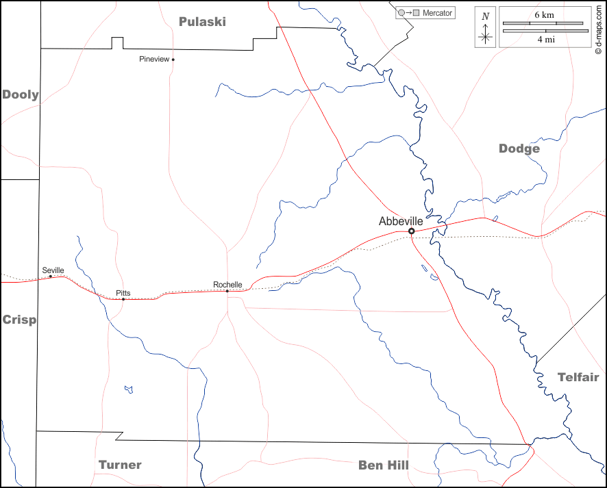 Wilcox County free map, free blank map, free outline map, free base map ...