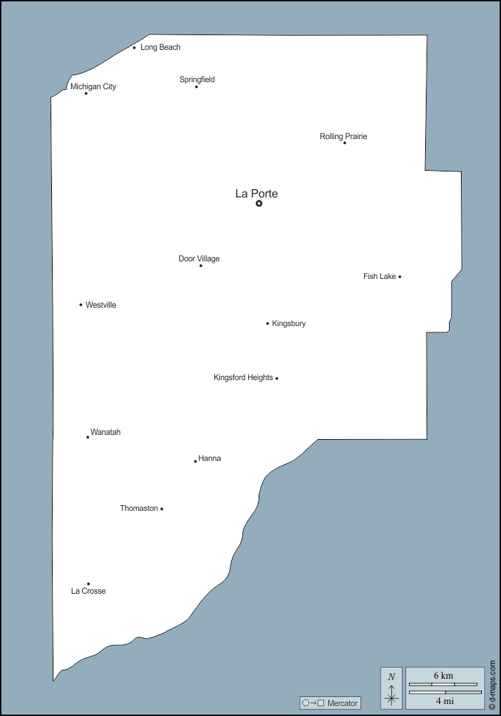 LaPorte County, d-maps.com: free map, free blank map, free outline map ...