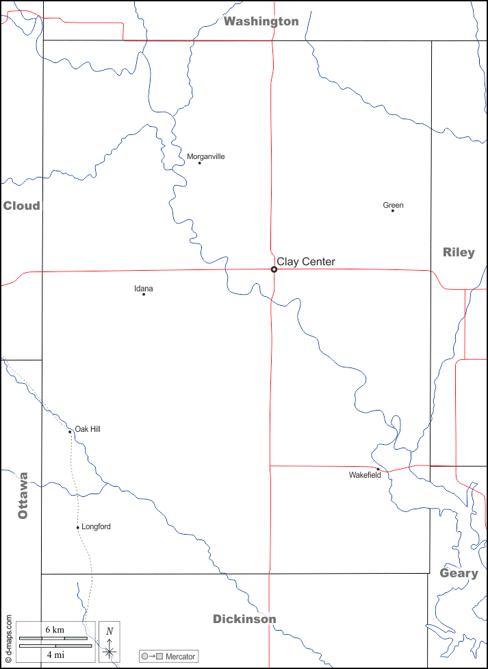 Clay County, d-maps.com: free map, free blank map, free outline map ...