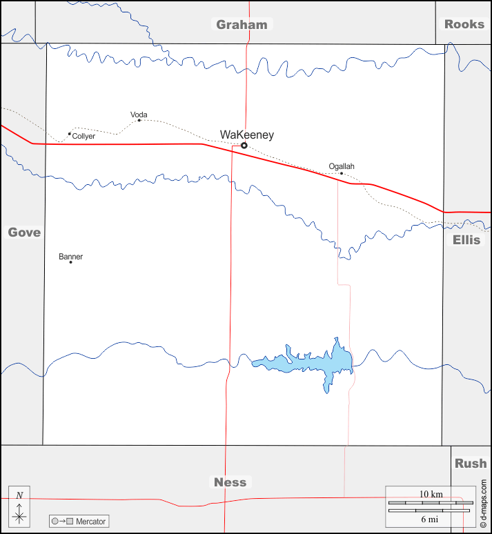 Comté de Trego, d-maps.com: carte géographique gratuite, carte ...