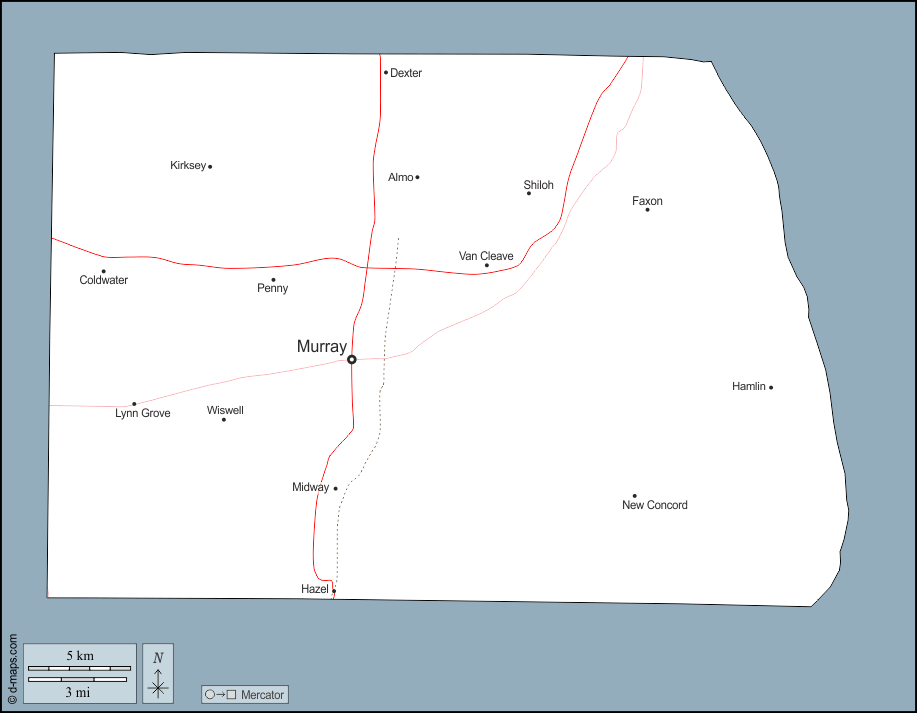 Calloway County free map, free blank map, free outline map, free base ...