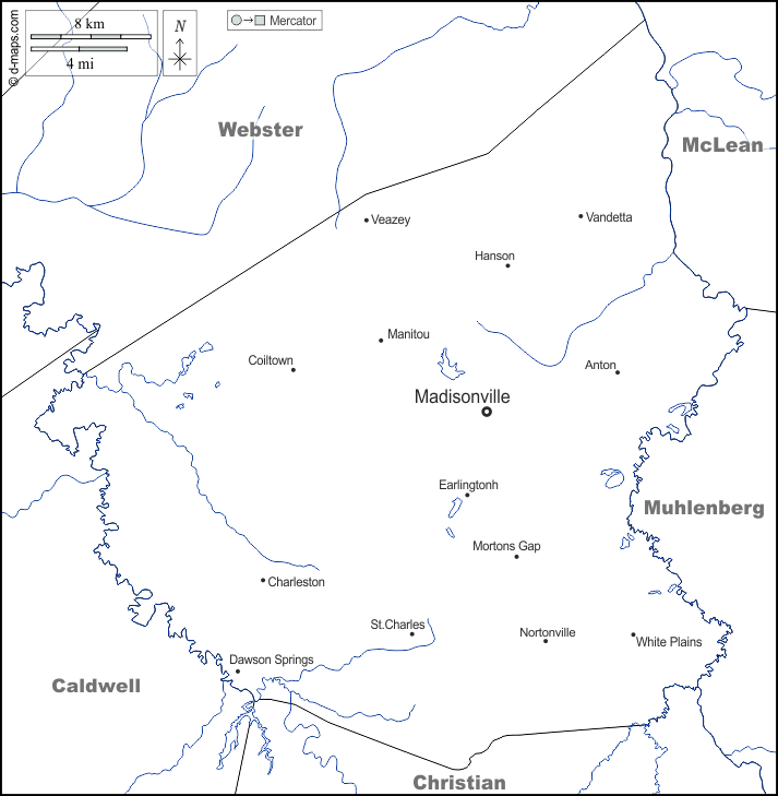 Hopkins County free map, free blank map, free outline map, free base ...