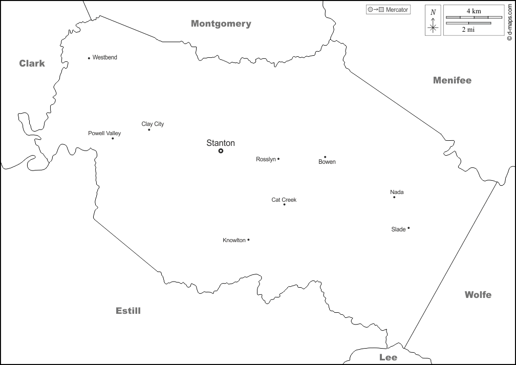 Powell County, d-maps.com: free map, free blank map, free outline map ...