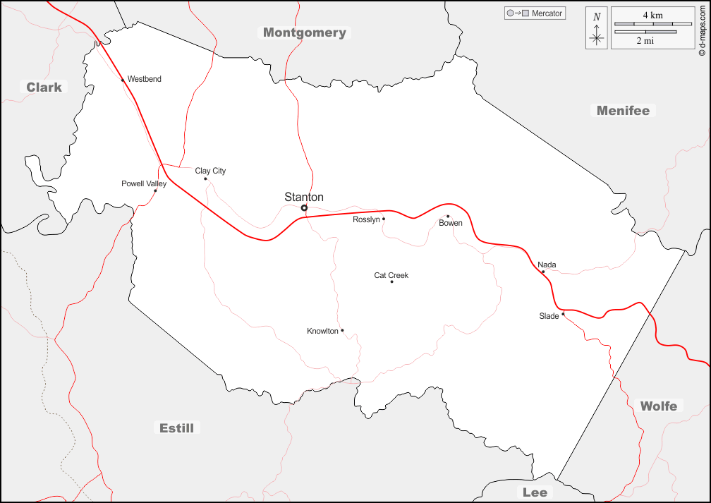 Powell County free map, free blank map, free outline map, free base map ...